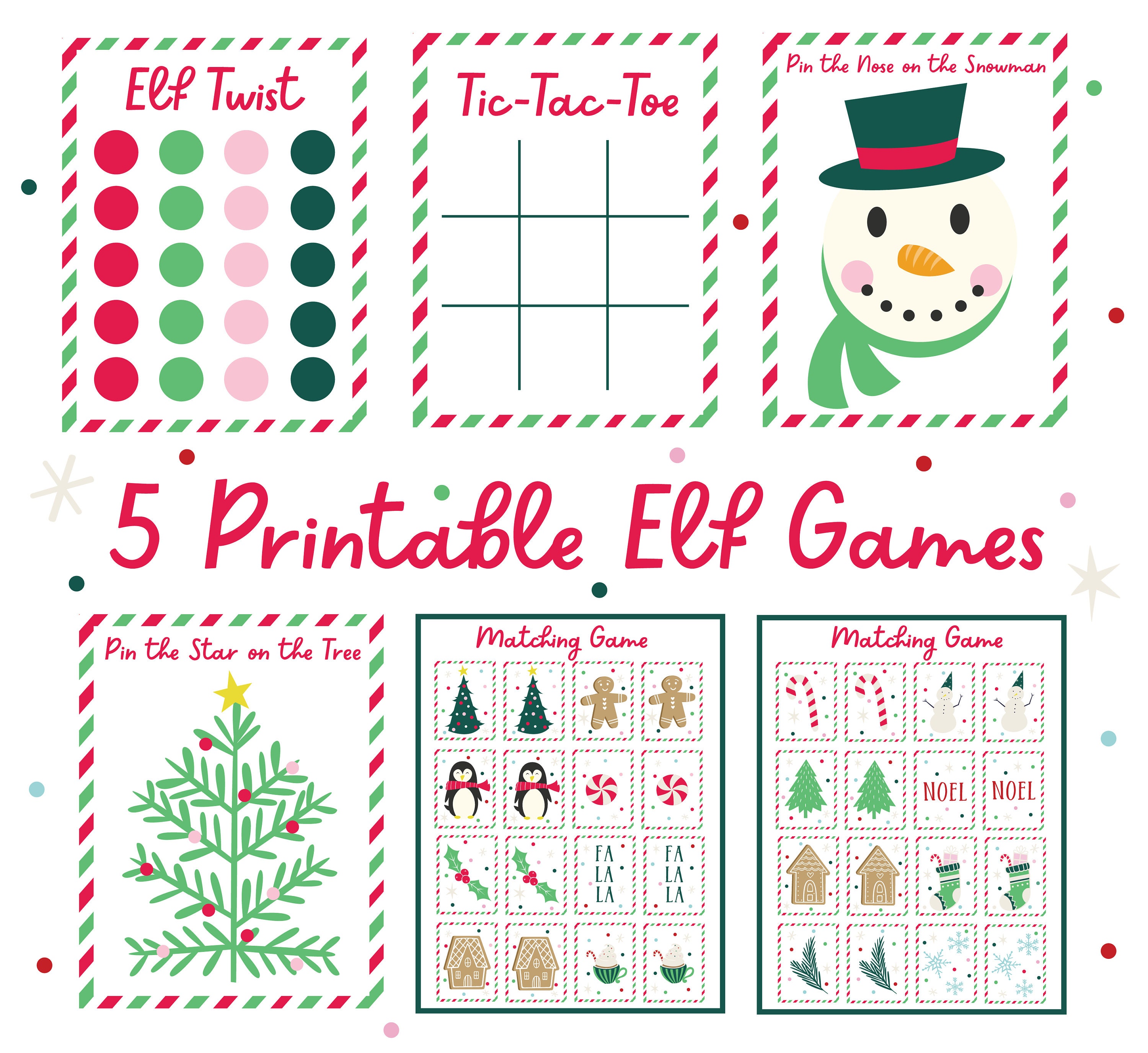 5 Printable Elf Games / Digital Download / Christmas Elf Props / Elf ...