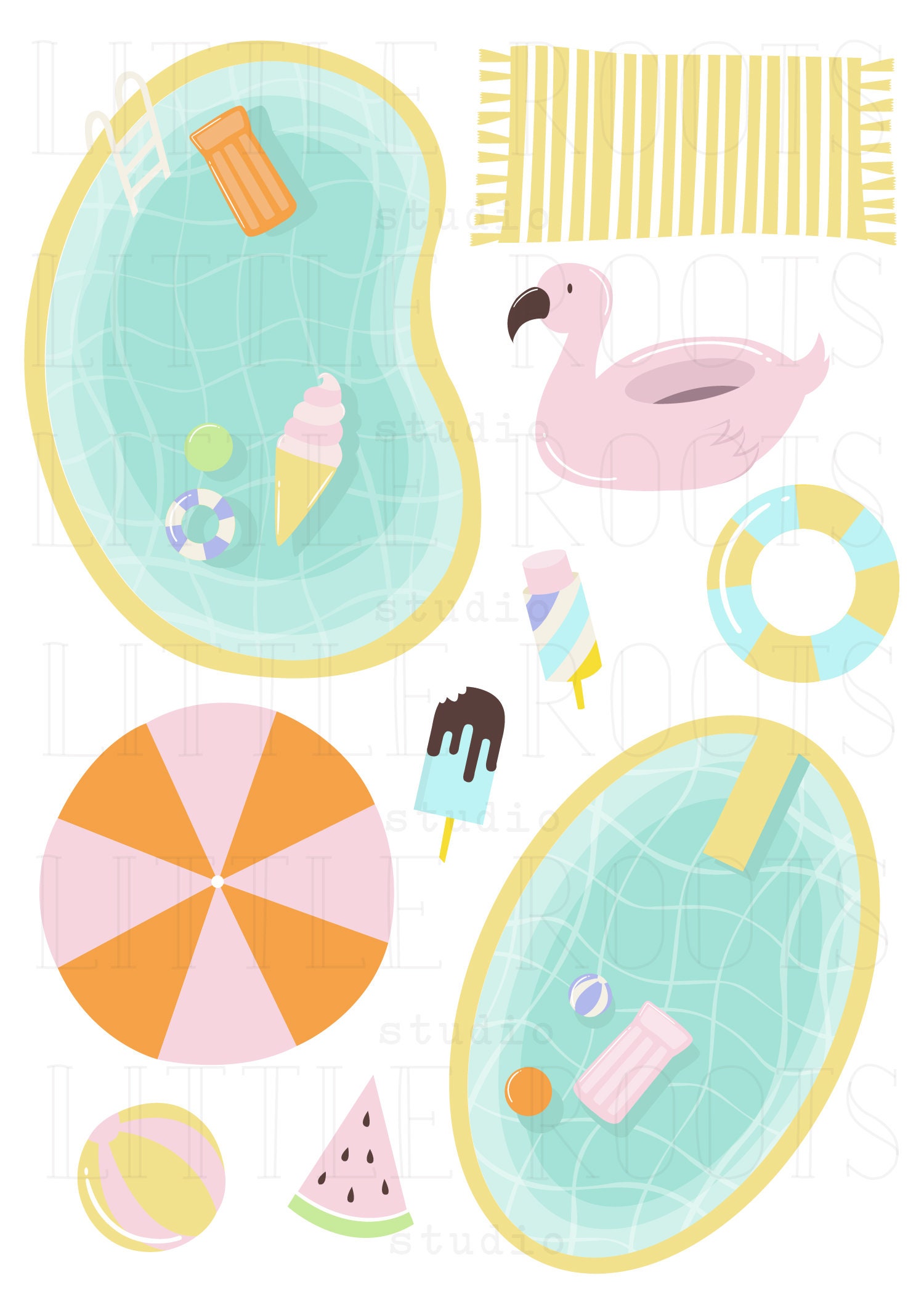 Pool Party Clip Art / Summer Clip Art / Summer Party / Digital Download ...