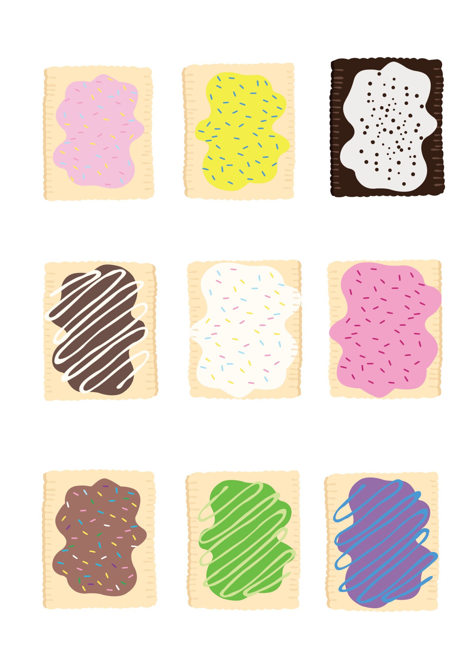 Pop Tarts Clipart / Pop Tarts / Toaster Pastry / Fun Food / Hand Drawn ...