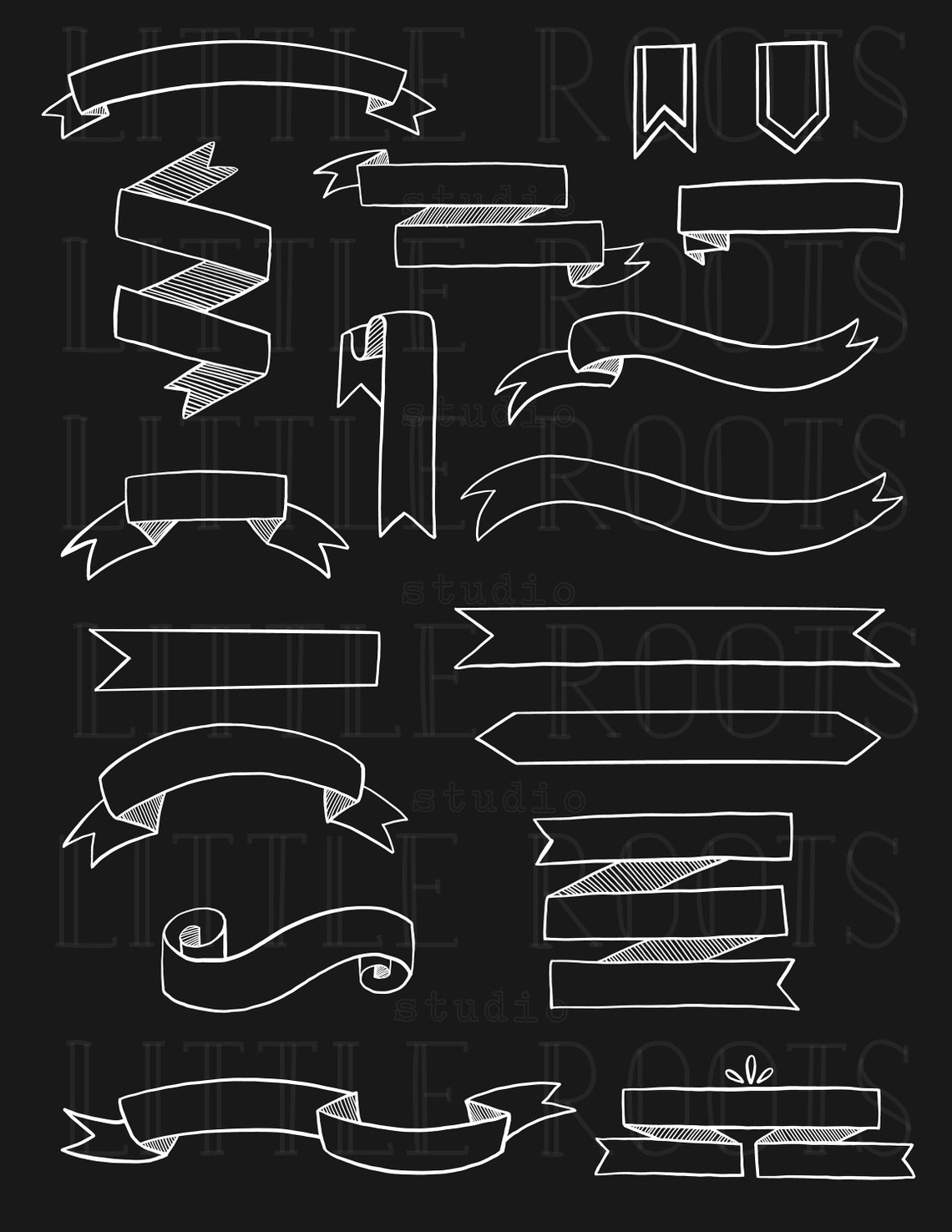 Banner Doodles / Dibujado a mano Banner Clip Art / Banner Clip Art ...