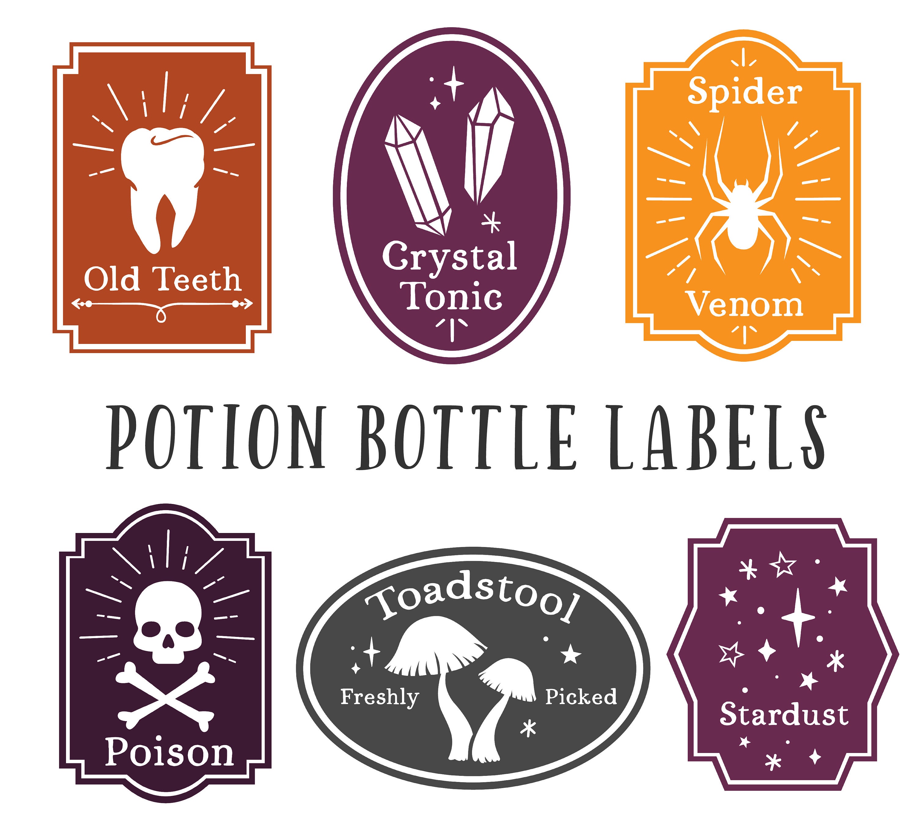 18 Potion Bottle Labels / Potion Bottle Clip Art / Halloween Clip Art ...
