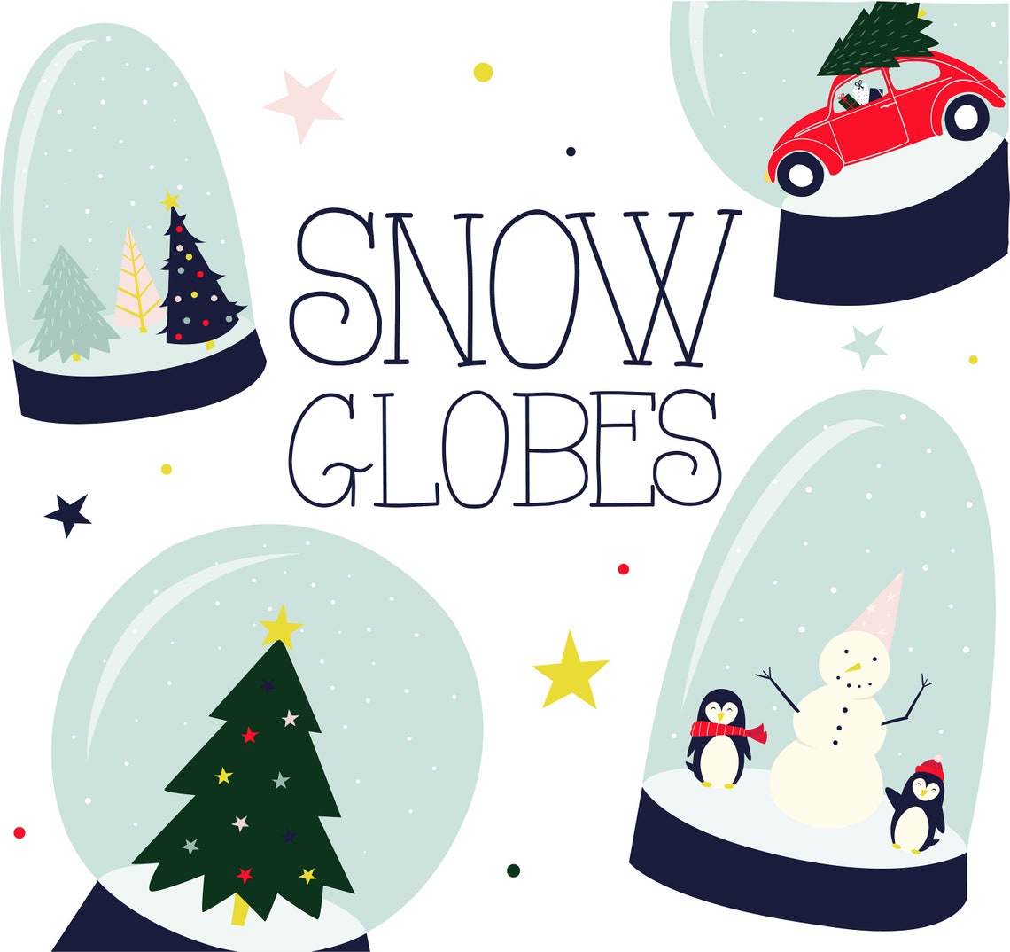 Snowglobe Clipart / Cute Snowglobes / Winter Clipart / Digital Download ...