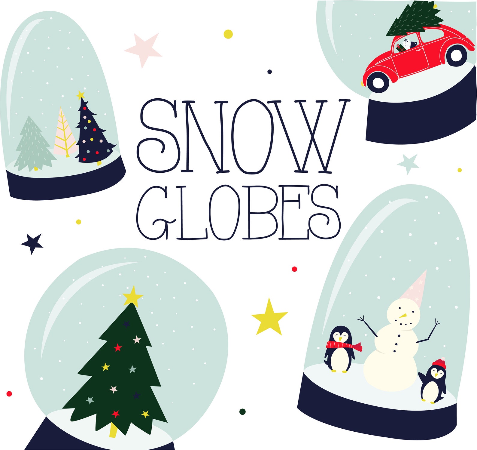 Snowglobe Clipart / Cute Snowglobes / Winter Clipart / Digital Download ...