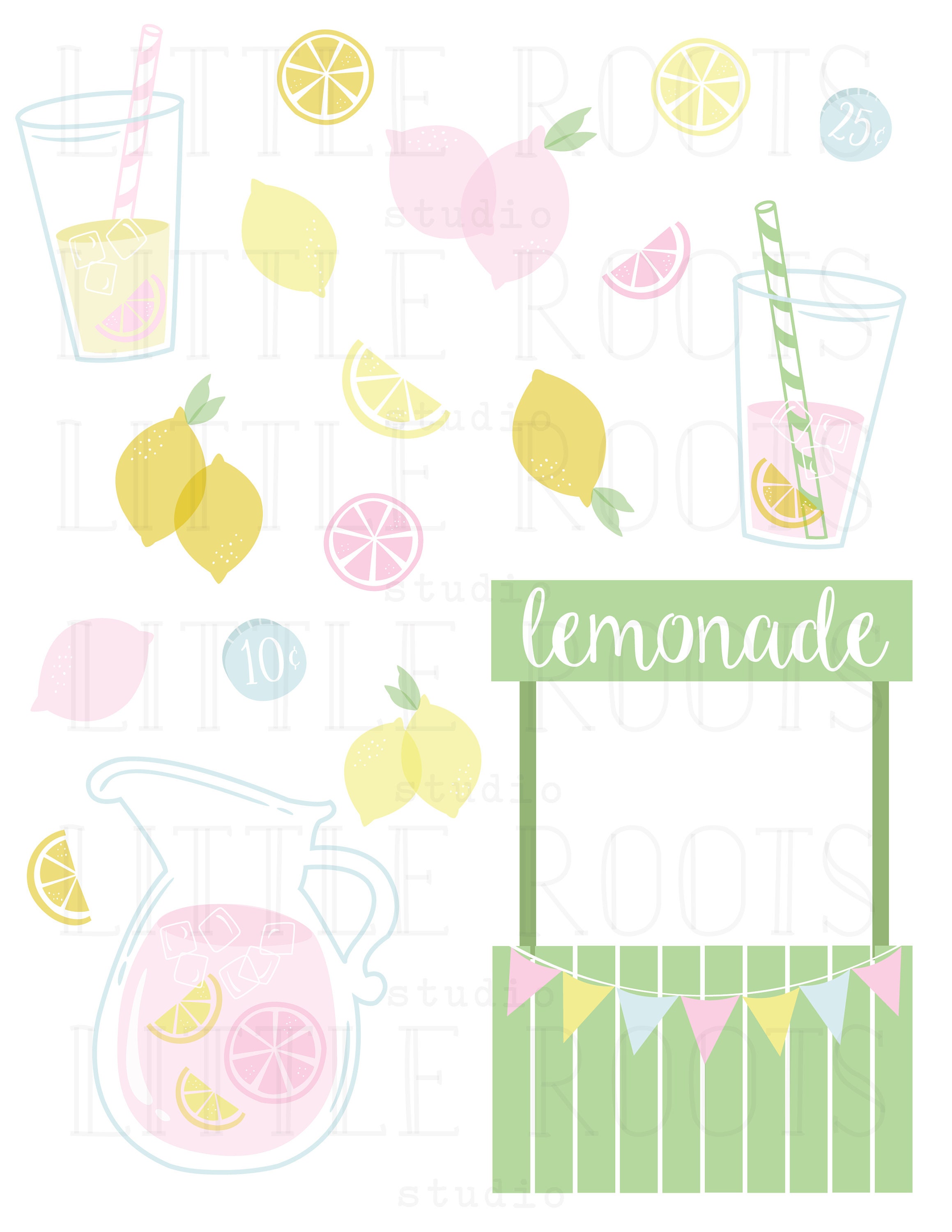 Lemonade Stand / Lemonade Clipart / Lemons Clipart / Digital Download ...