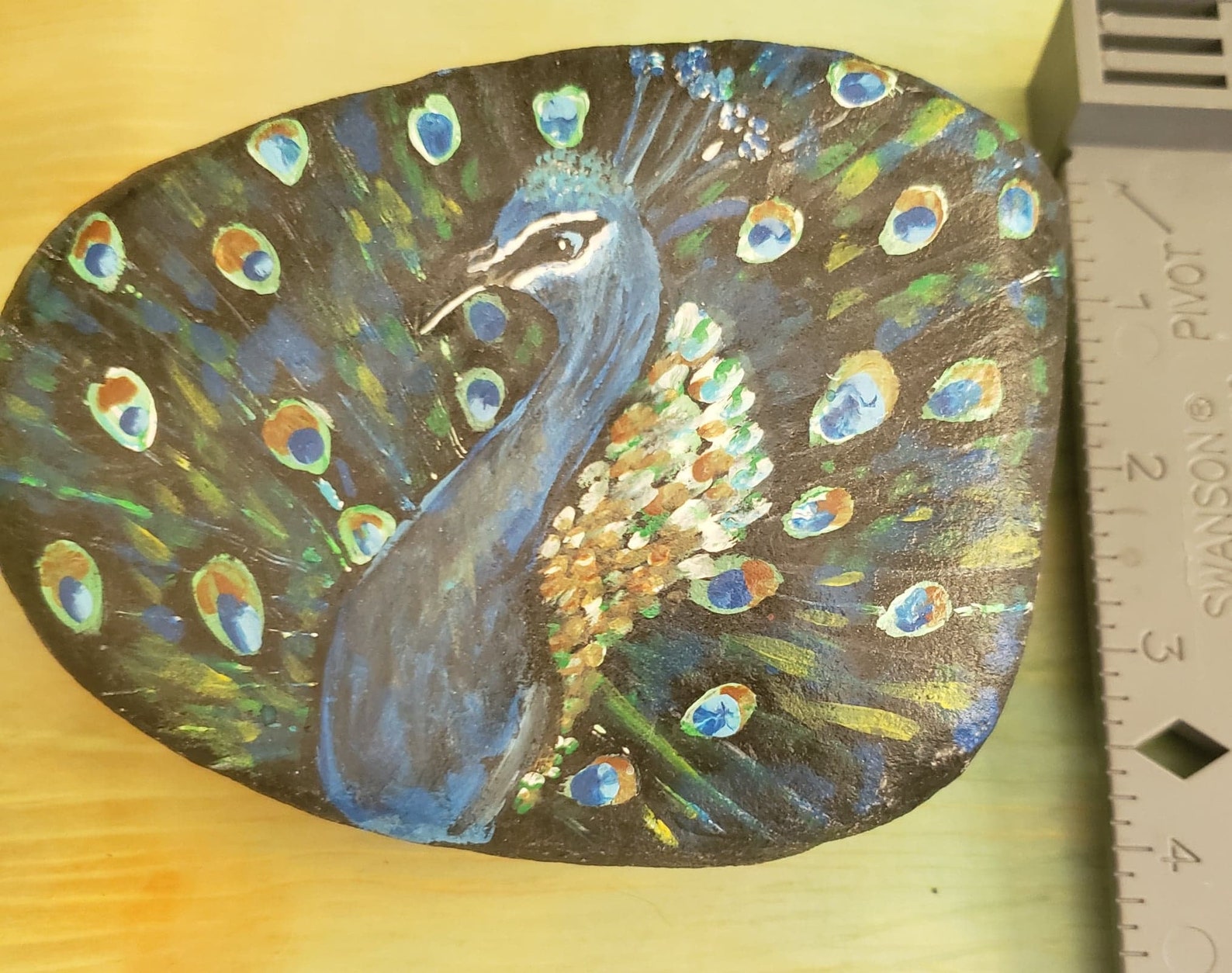 Peacock Rock Painting 2 Lbs. Hand Painted - Etsy