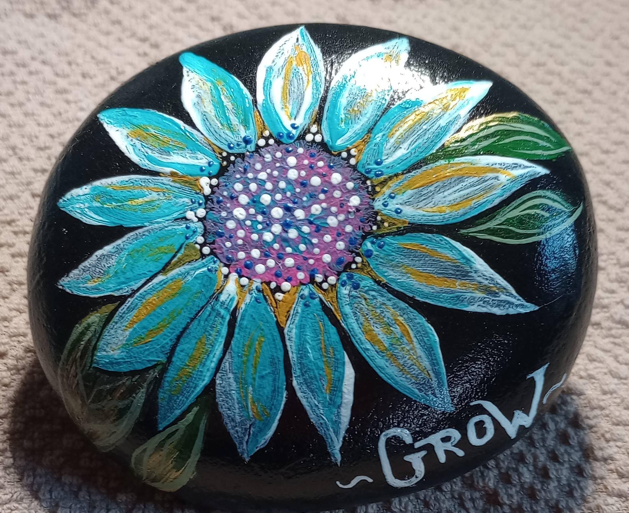 Flower Rock Painting - Etsy