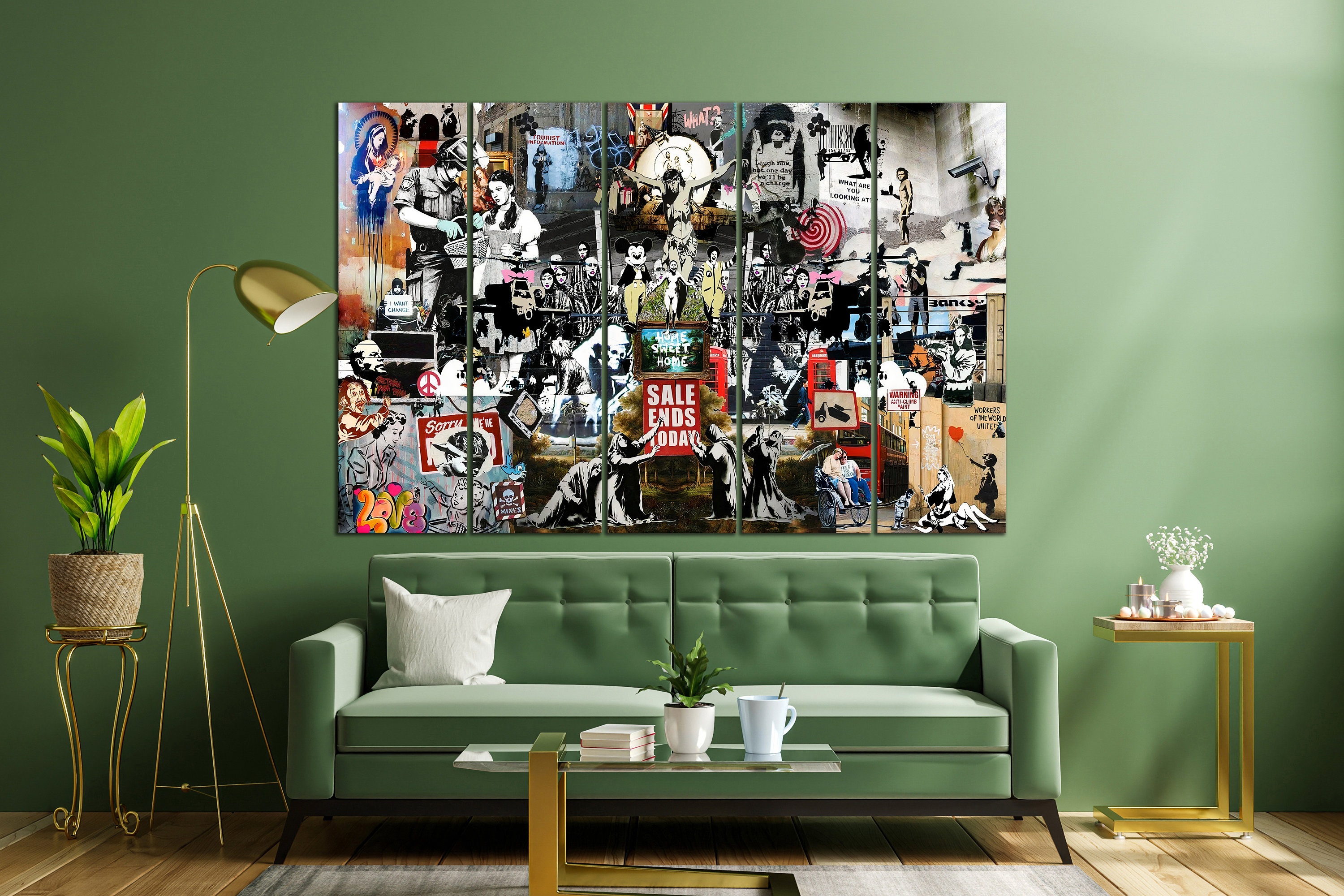 Banksy Collage Wall Art Canvas Print Banksy Pop Art Canvas Street ...