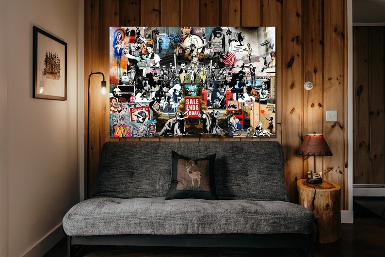 Banksy Collage Wall Art Canvas Print Banksy Pop Art Canvas Street ...