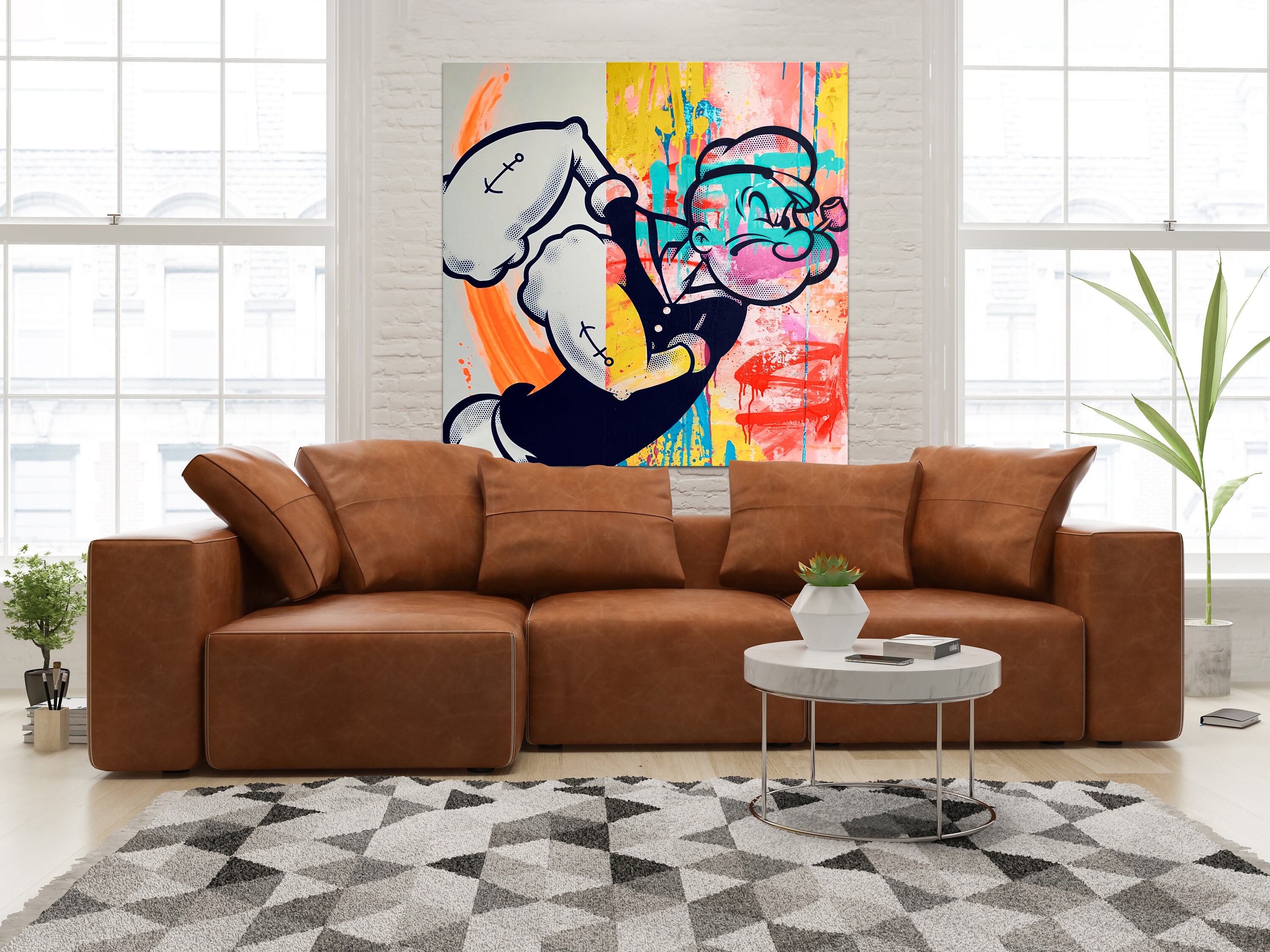 Popeye Graffiti Wall Art Canvas Print Colorful Banksy Print Lithograph ...