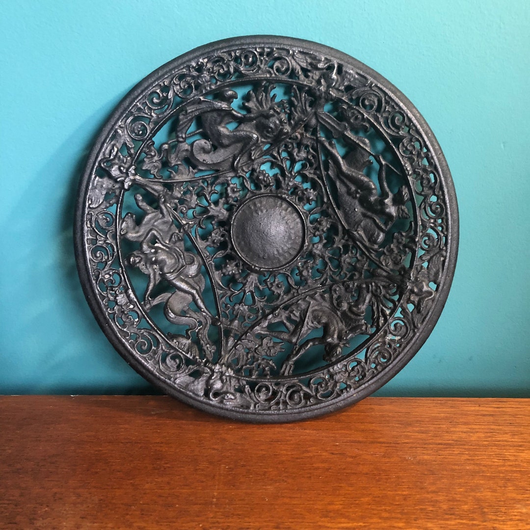 Greek Gods Cast Iron Decorative Plate Poseidon Amphitrite - Etsy