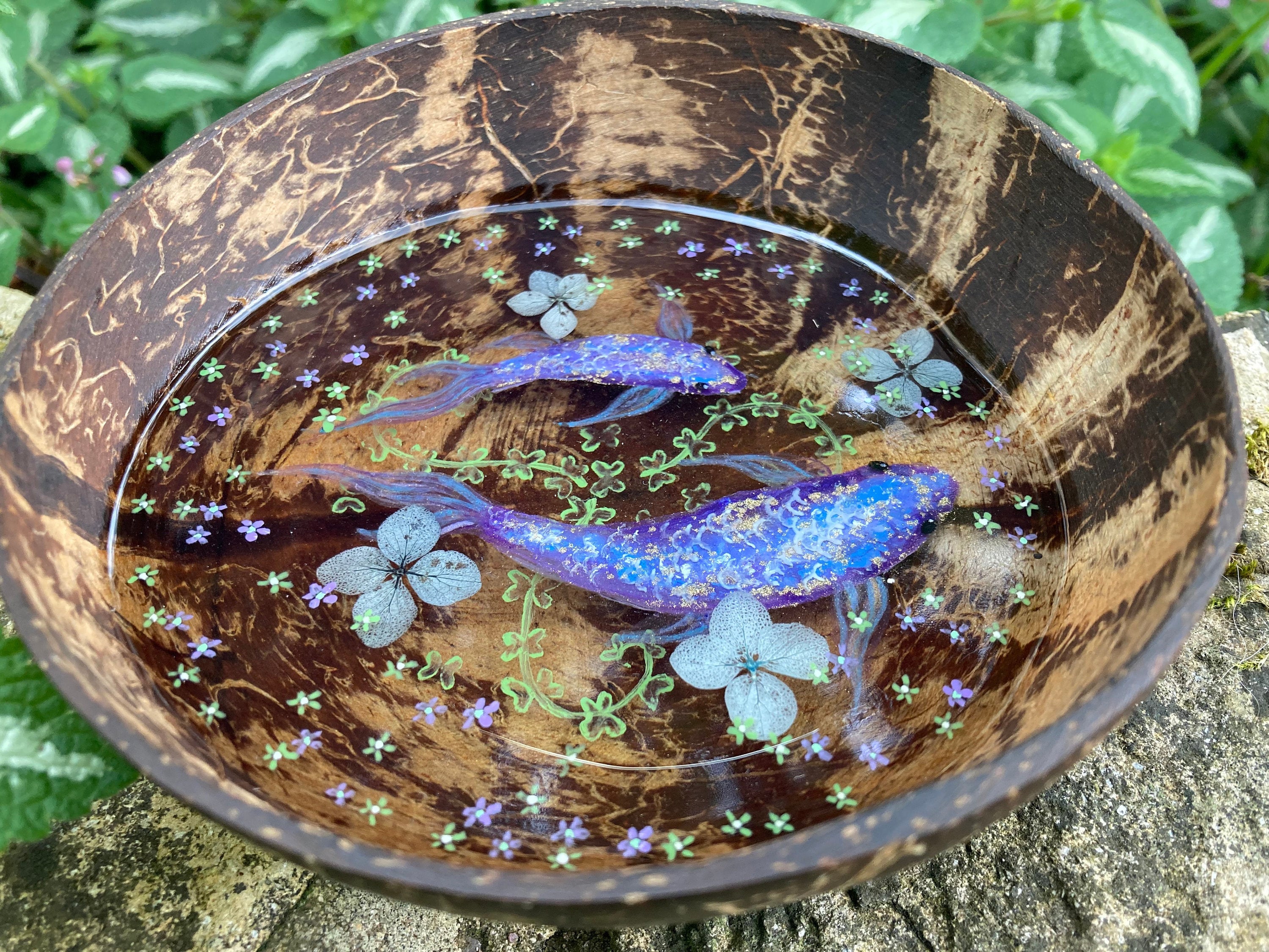 3D Layered Resin Fish Pond /Azure Koi Painting / Collage | Etsy