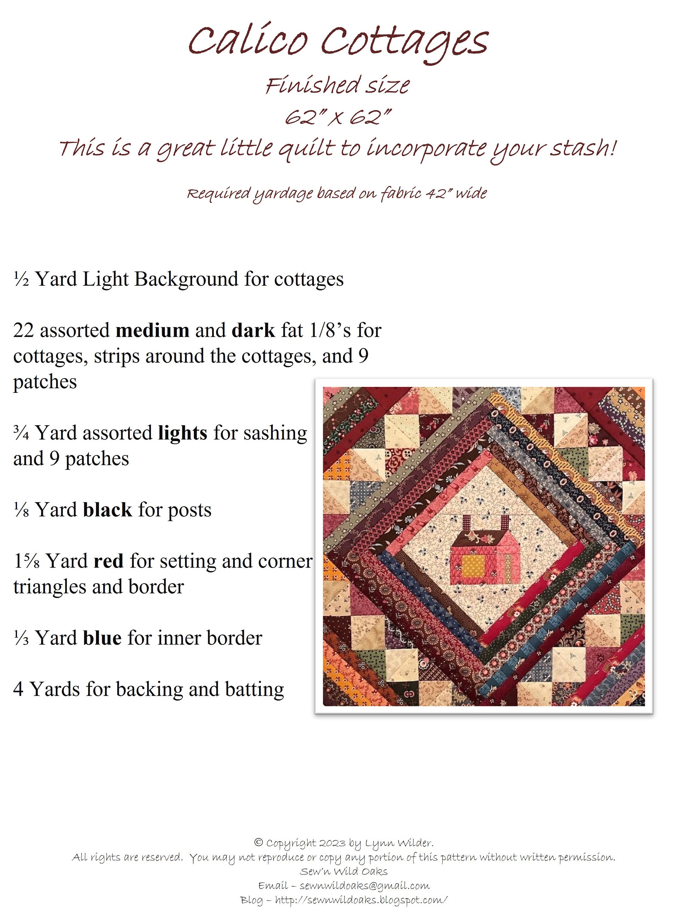 Calico Cottages Quilt Pattern, Foundation Paper Pieced, Traditional ...