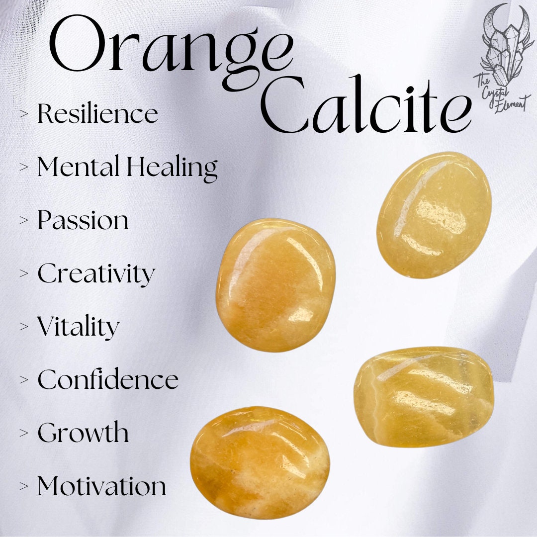 Orange Calcite Crystal Palm Stone | Polished Gemstone | Crystal for ...