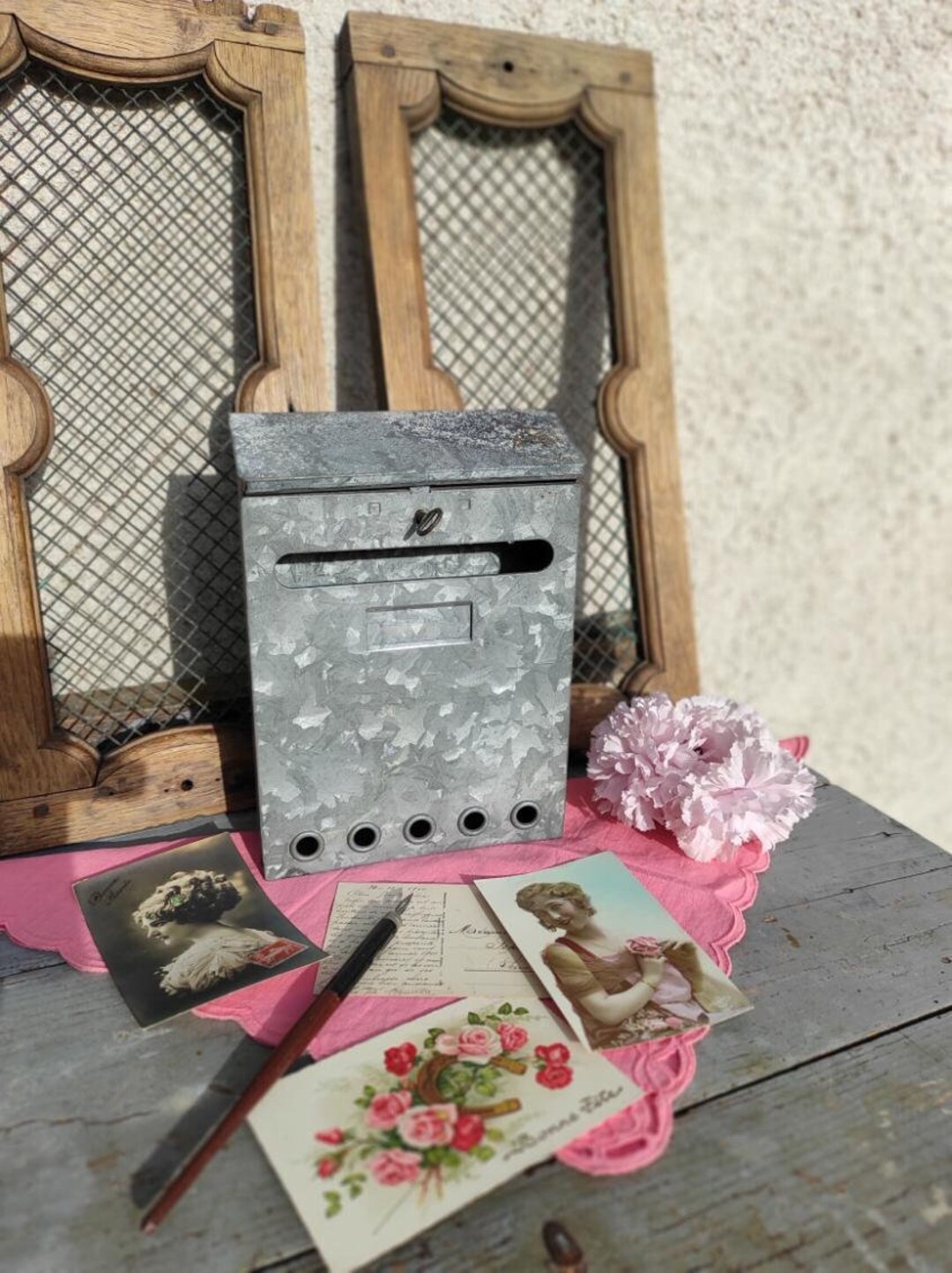 Antique Metal Mailbox Letter Box Zinc Post Box Vintage Vintage 1950 - Etsy