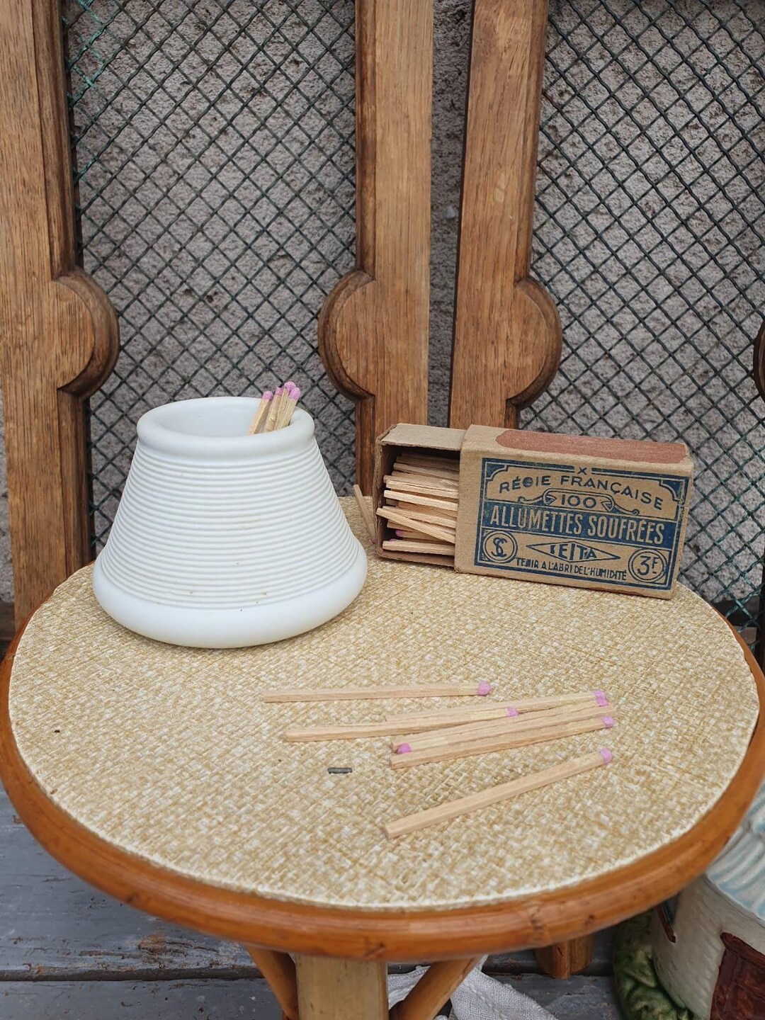 Antique French White Ceramic Pyrogen Bistro Match Scraper Bar Match ...