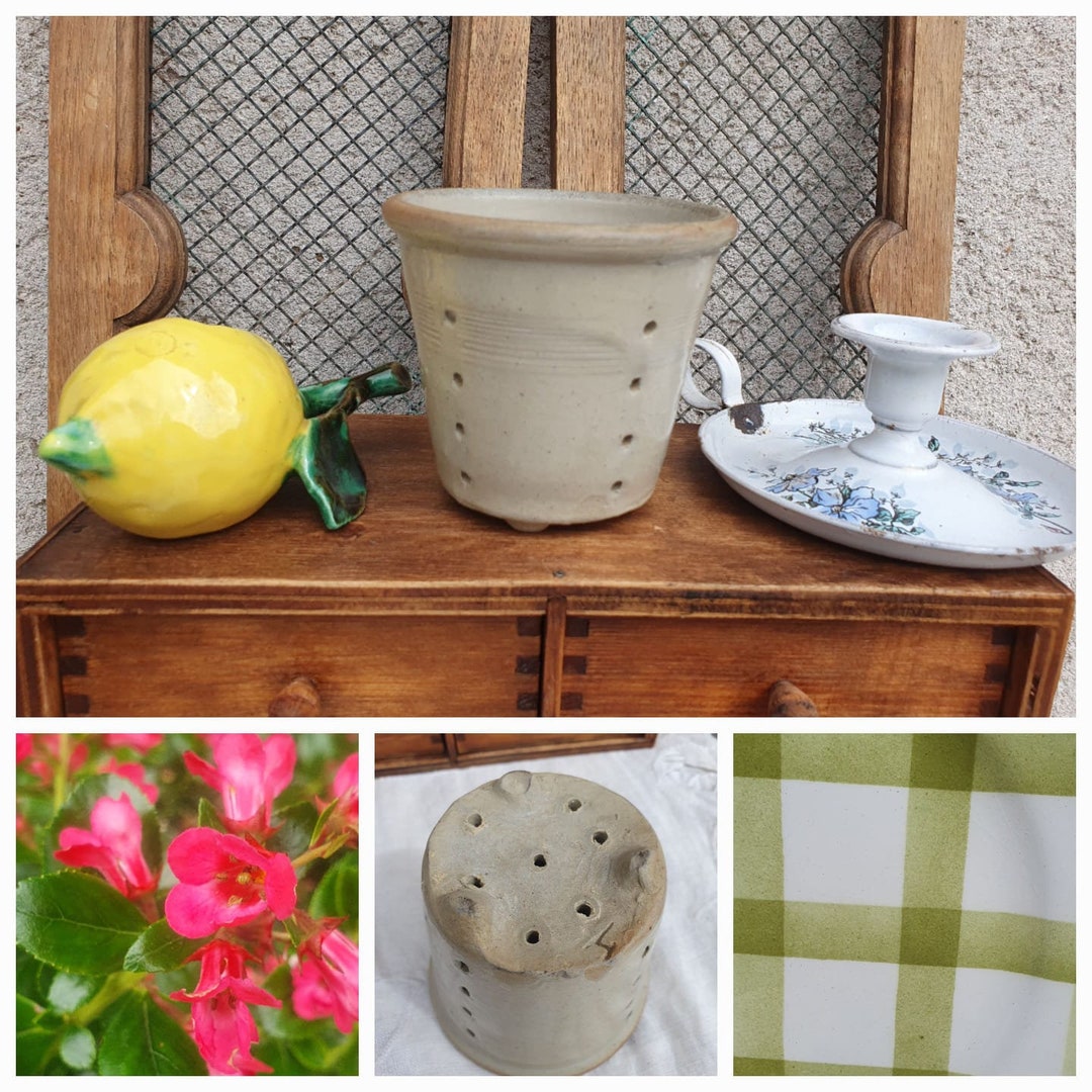 Faisselle Cheese Drainer Old Pot Strainer Mold Enameled Stoneware Folk ...