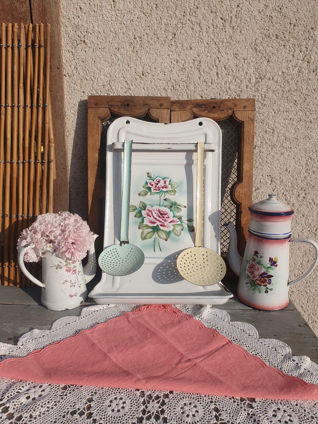 Enameled Sheet Metal Drainer Tray - Enameled Ladle Holder - Wall Mount ...