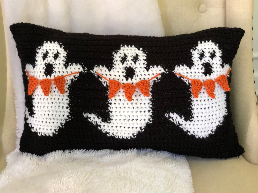 Crochet Pillow Pattern - Ghosts Halloween Crochet Pattern - Ghosts ...