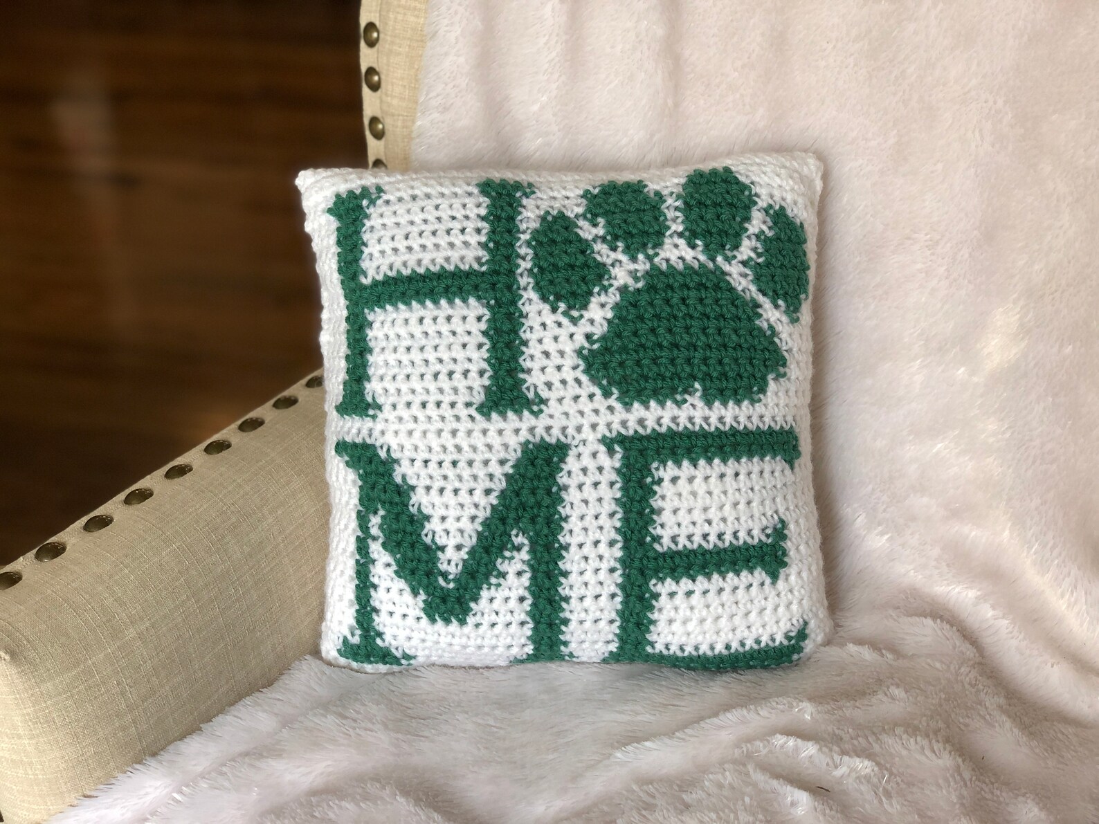 Home Paw Print Crochet Pillow Pattern - Dog Lovers Crochet Pattern ...