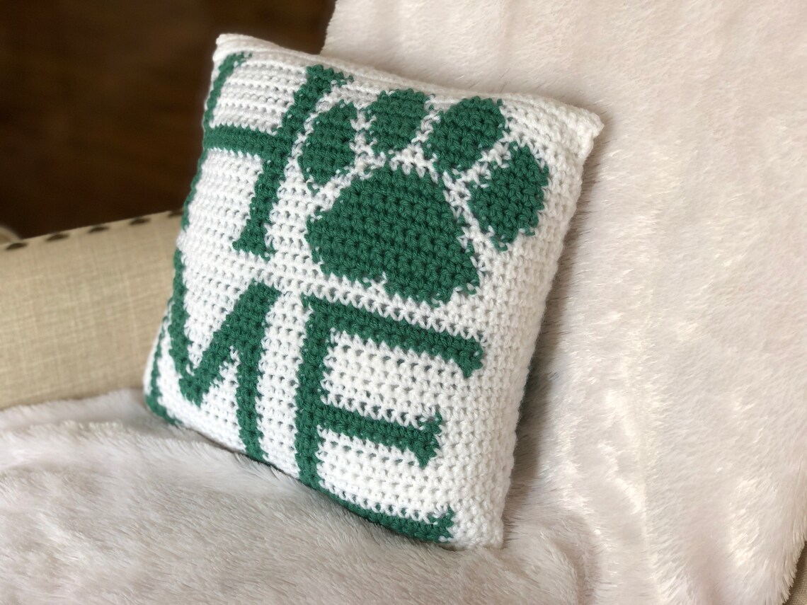 Home Paw Print Crochet Pillow Pattern - Dog Lovers Crochet Pattern ...