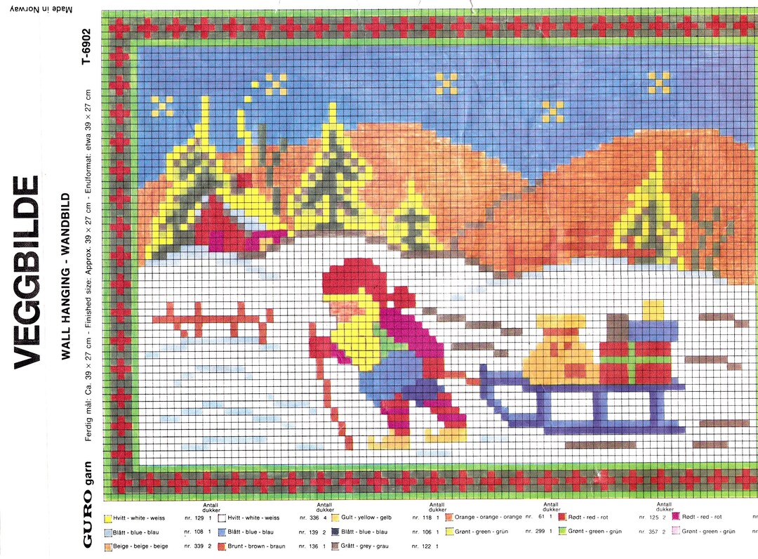 Needlepoint Kit: Santa Christmas Winter Scene Wall Hanging Guro Yarn ...