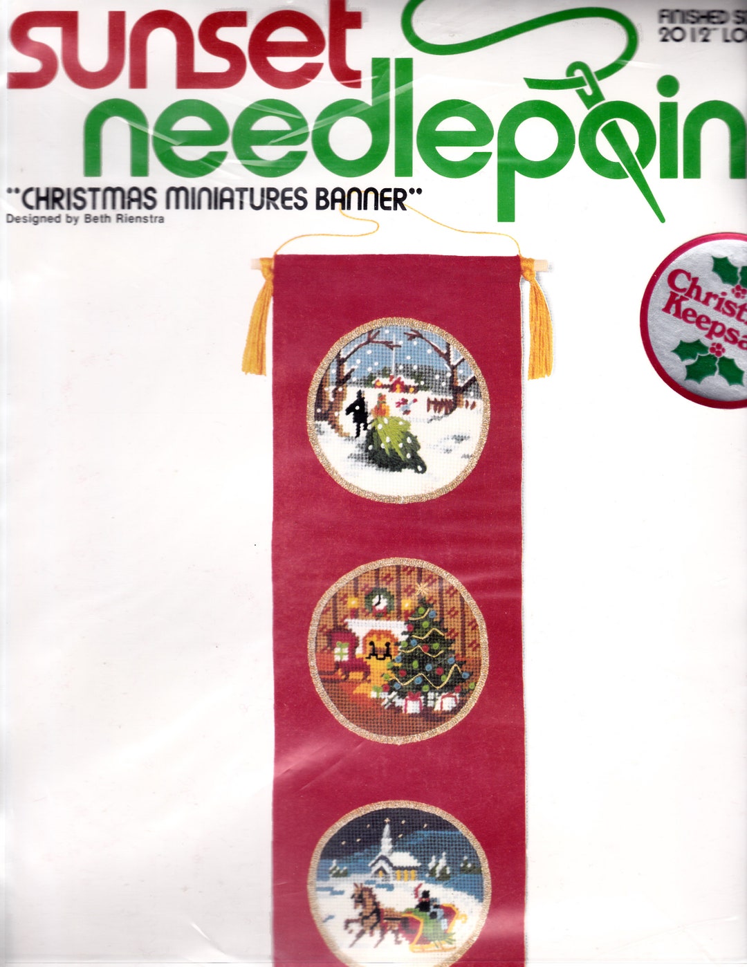 Needlepoint Kit: Christmas Miniatures Banner Sleigh Xmas Tree Sunset ...