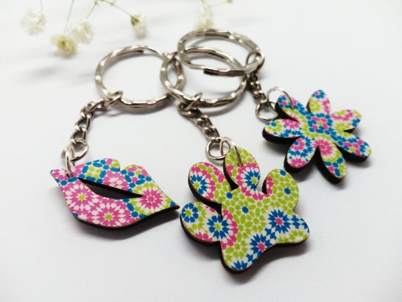 Girly Keychains Paw Print Keyring Flower Keyring Lips - Etsy UK