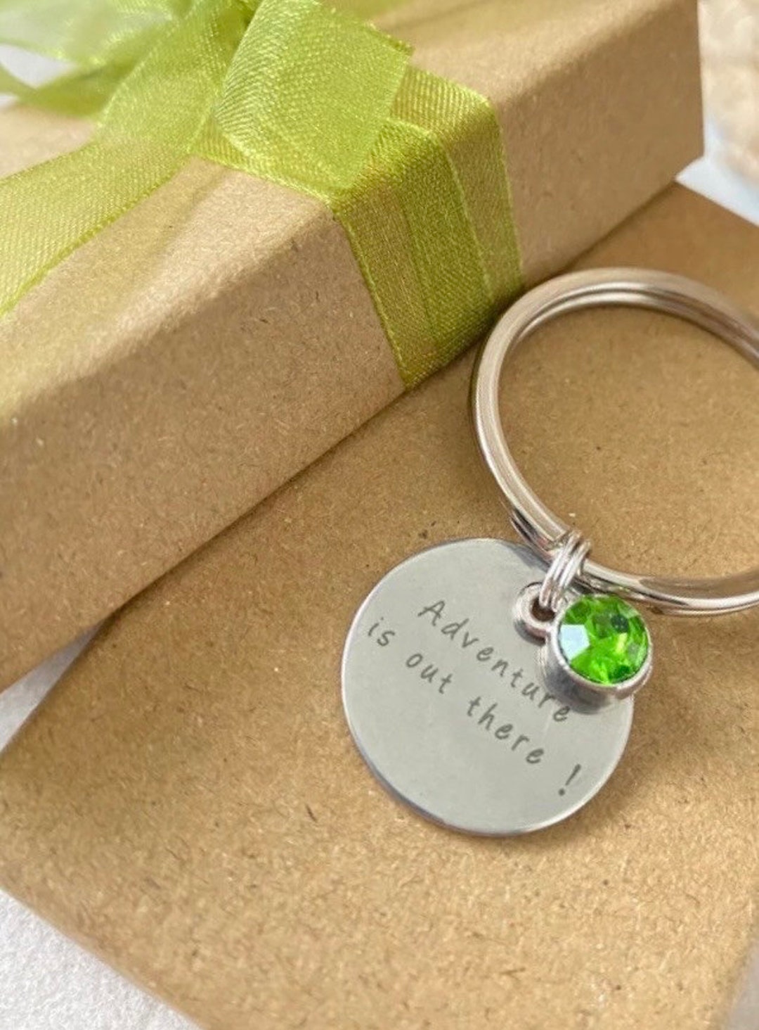 Personalized Birthstone Keyring: Silver Quote Charm, Crystal Accent - Etsy
