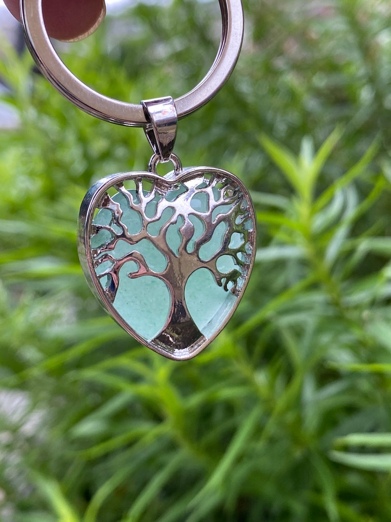Crystal Heart Keyring. Made With Natural Amethyst in a Tree of Life ...