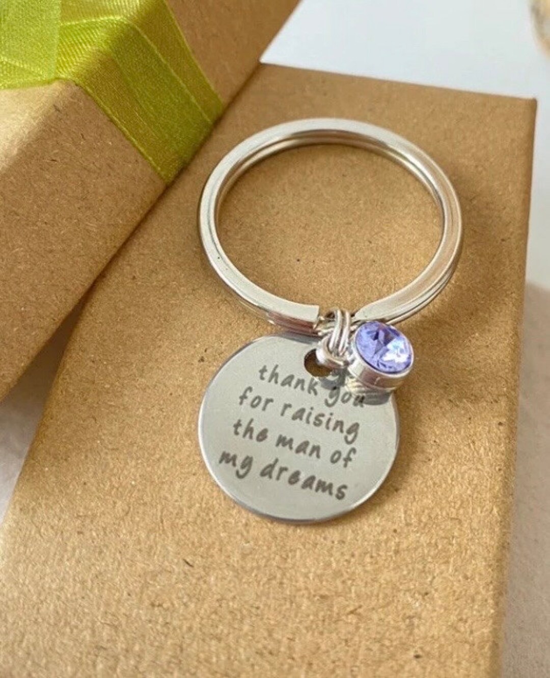 Personalized Birthstone Keyring: Thank You for Raising the Man of My ...