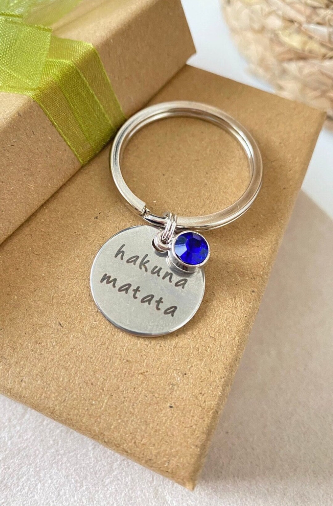 Personalized Birthstone Keyring: Engraved Quote Keychain - Etsy