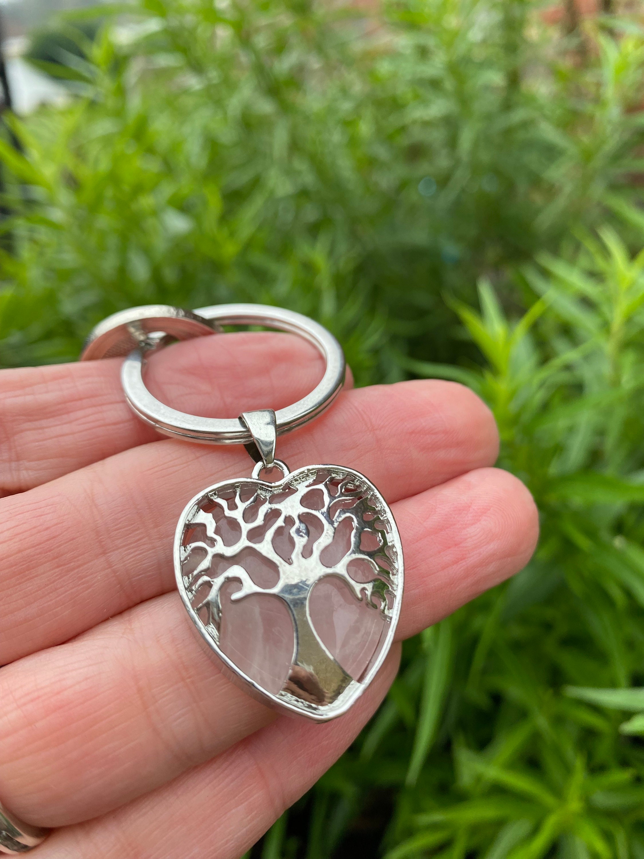 Crystal Heart Keyring. Made With Natural Amethyst in a Tree of Life ...