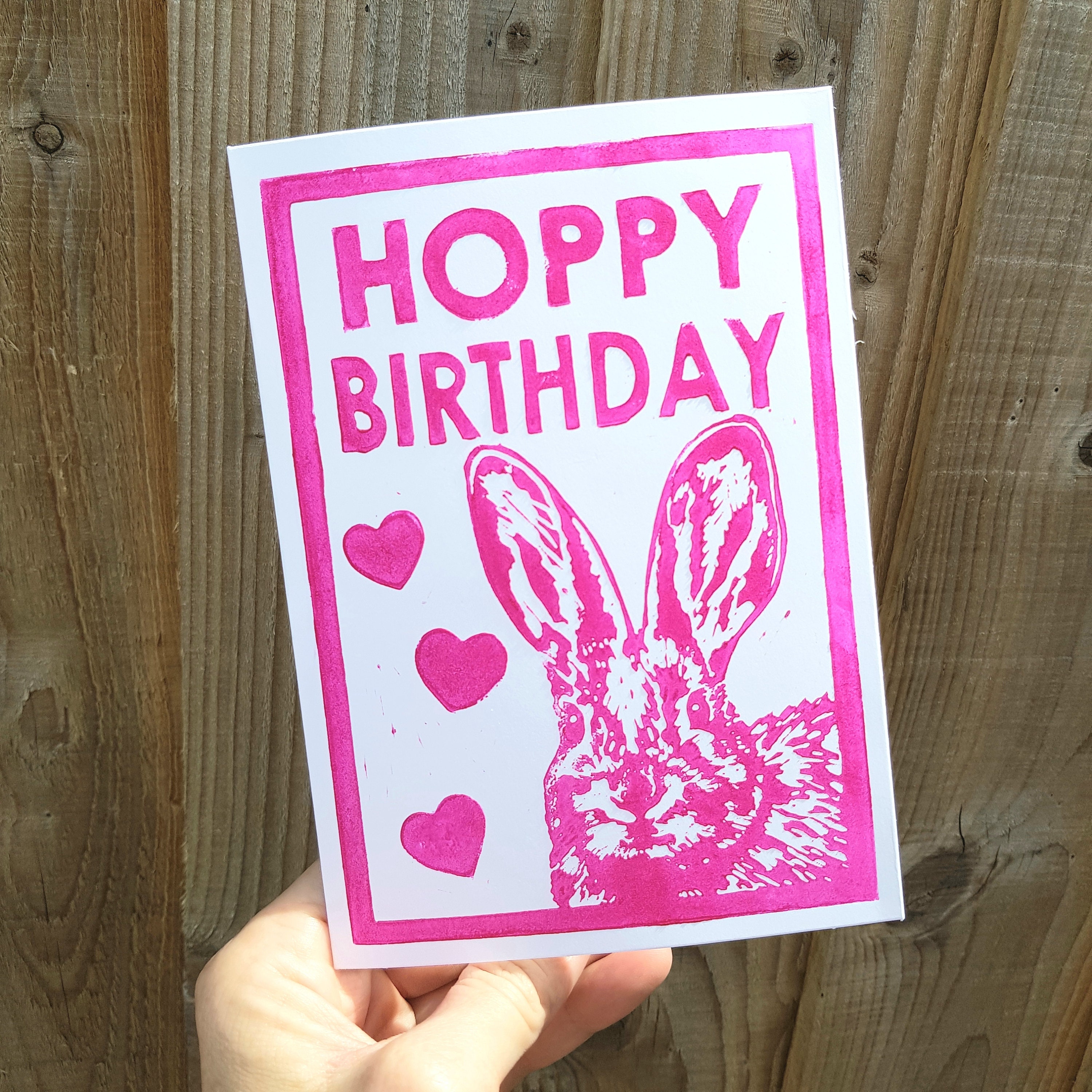 Rabbit Birthday Card Hoppy Birthday Bunny Cute Rabbit Print | Etsy