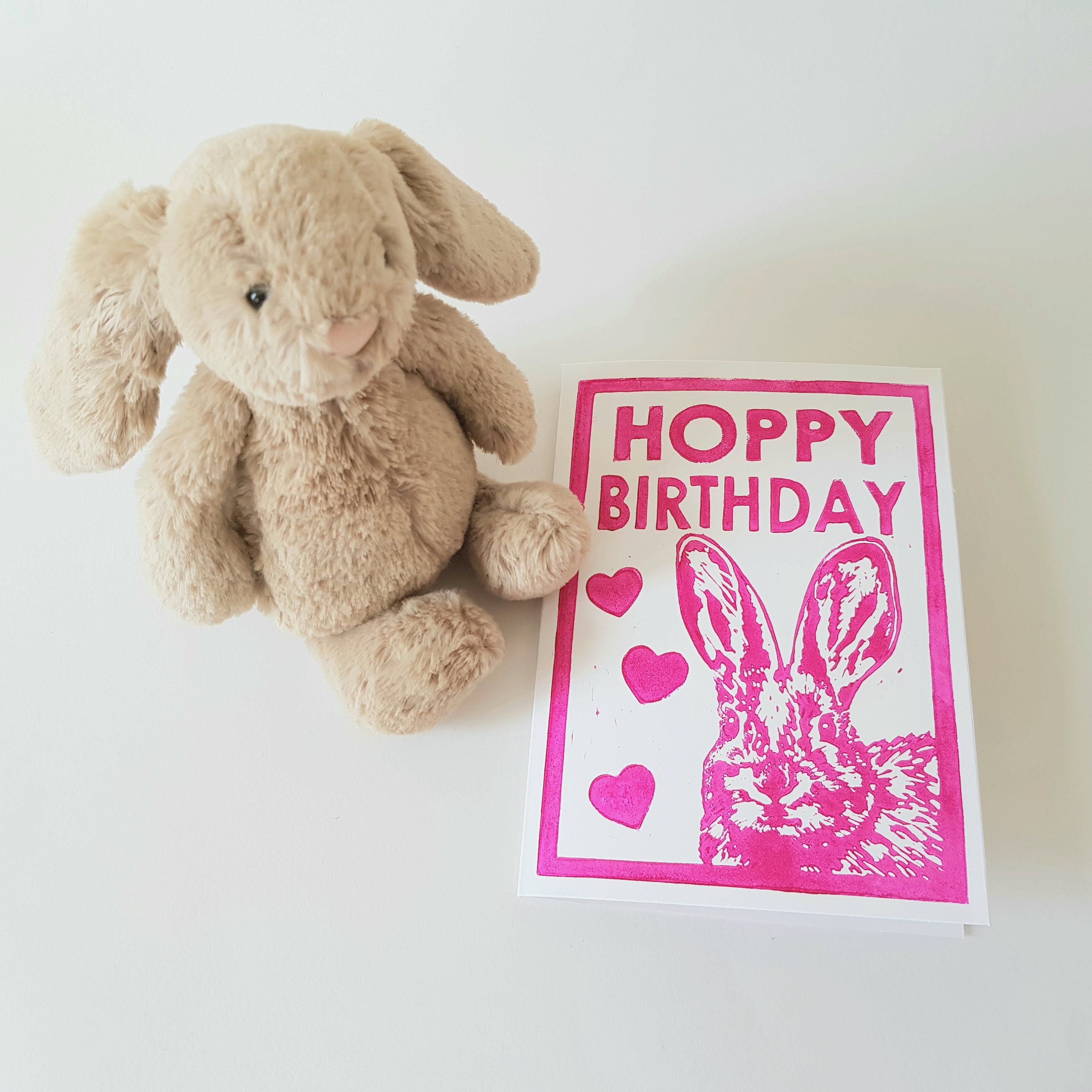 Rabbit birthday card Hoppy Birthday bunny cute rabbit print | Etsy