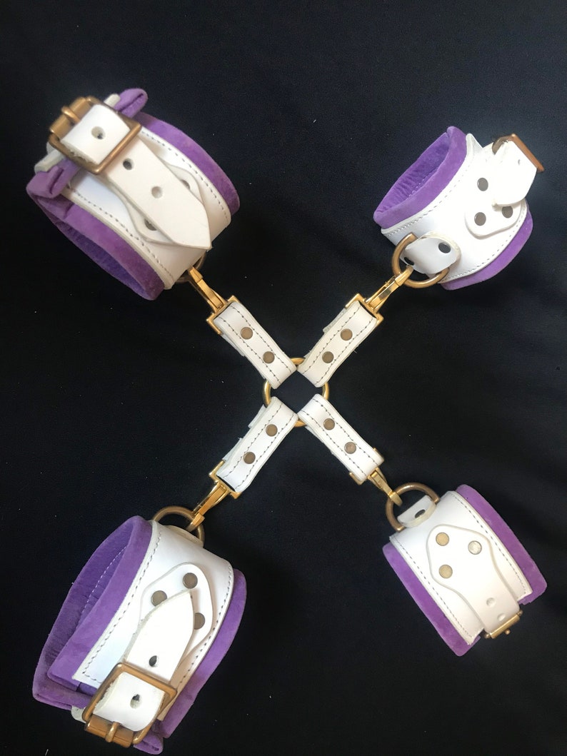 Leather Restraint Set, White Leather With Soft Padding, Paddle, Hogtie ...