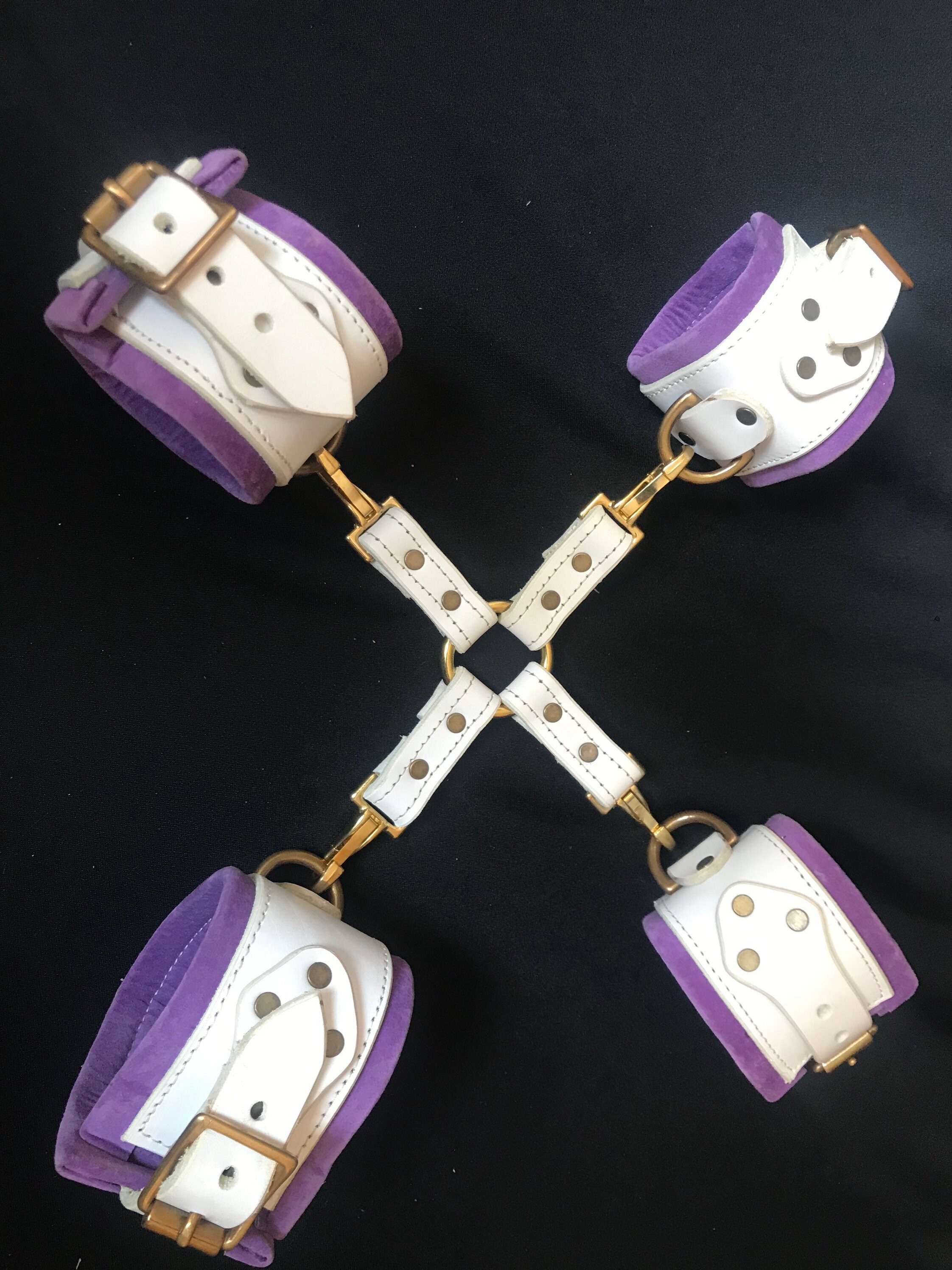 Leather Restraint Set, White Leather With Soft Padding, Paddle, Hogtie ...