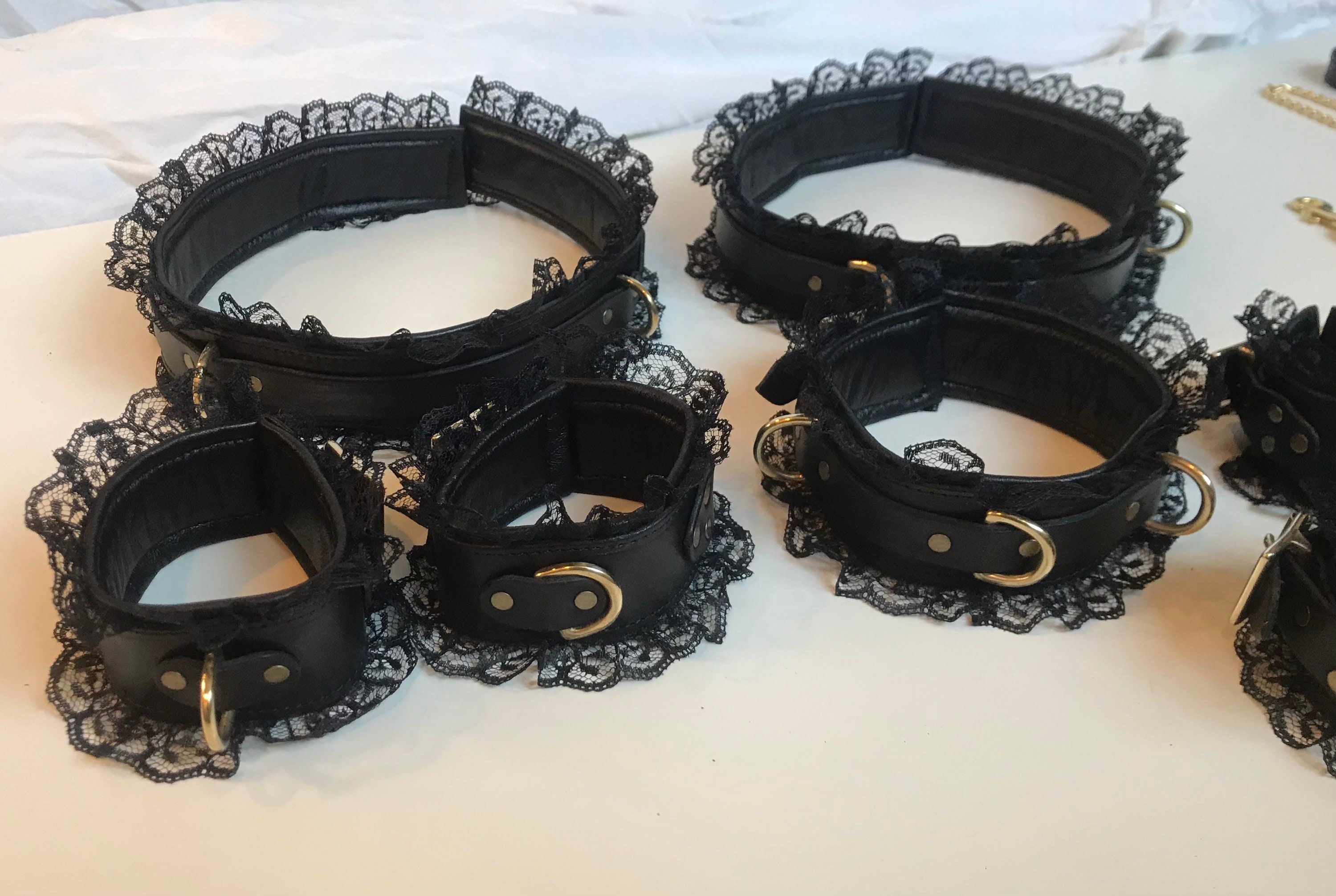 Black Leather Restraint Set With Black Lace and Padding - Etsy