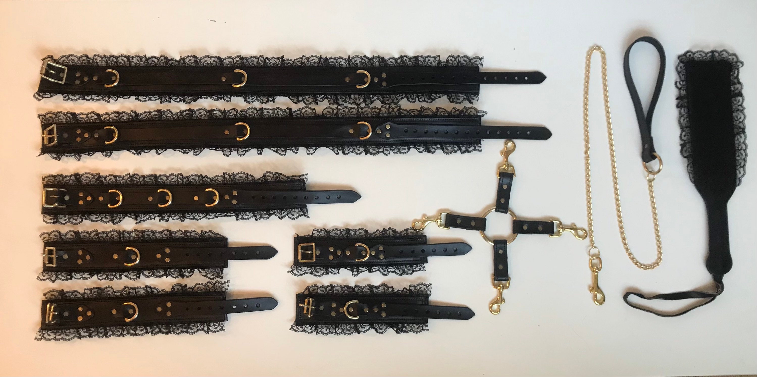 Black Leather Restraint Set With Black Lace and Padding - Etsy
