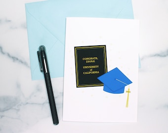 Graduation Card Custom Card for Senior Congratulations Graduate Cap and ...