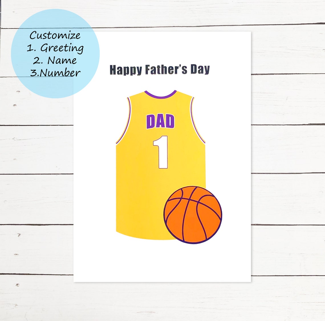 Basketball Greeting Card Birthday Father's Day Dad - Etsy