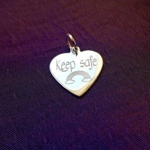 Keep Safe Rainbow Heart Charm 925 Sterling Silver Clip on - Etsy