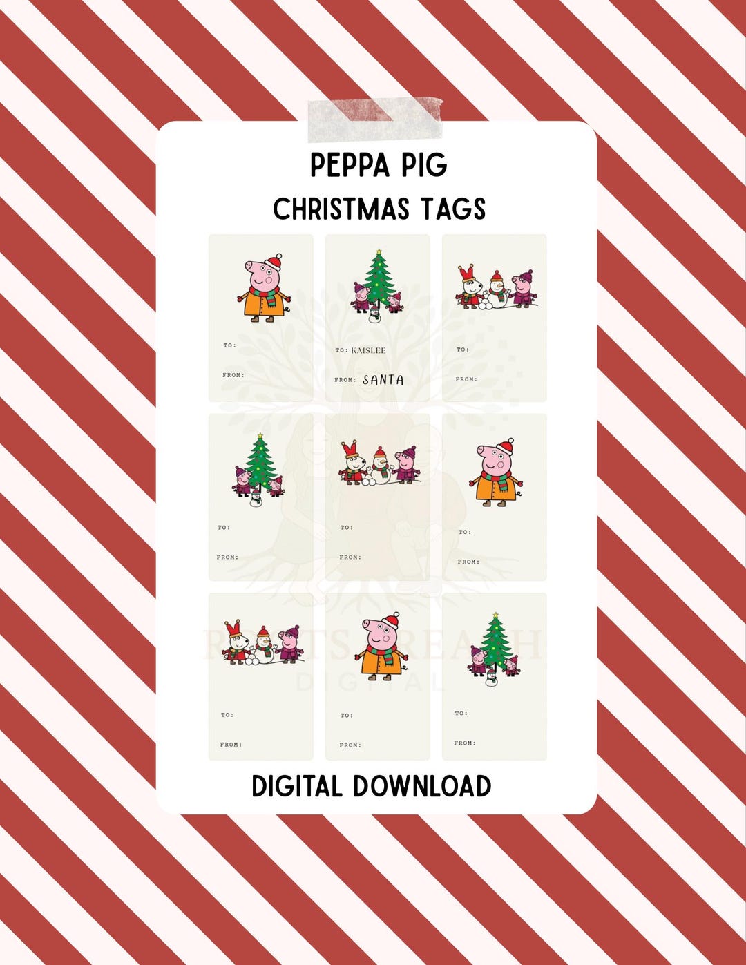 Peppa Pig Christmas Gift Tags| Holiday Stickers for Kids - Etsy