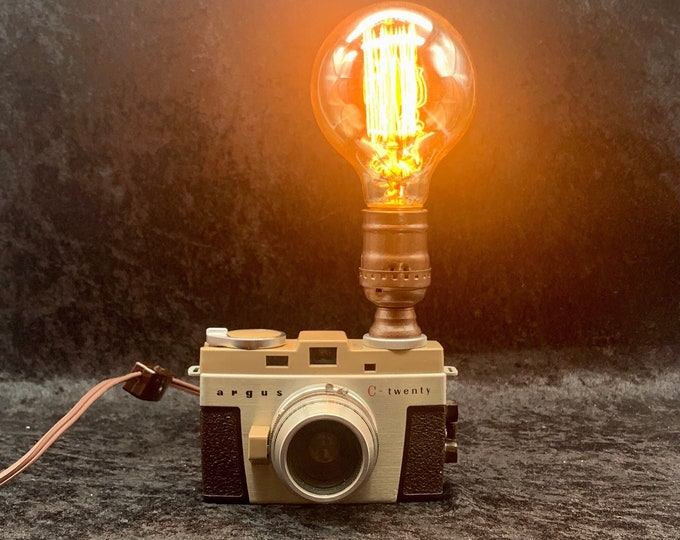 Vintage 1956 Argus Camera Lamp With Round Edison Bulb - Etsy