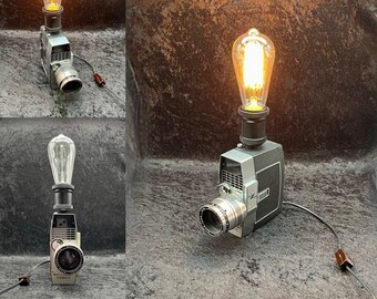 Vintage 1954 Camera Lamp With Round Edison Bulb | Etsy