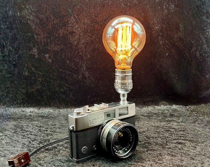 Vintage 1965 Konica 35mm Camera Lamp With Round Edison Bulb - Etsy