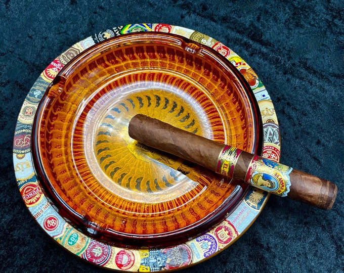 Vintage 1950s Cigar Ashtray With Cigar Band Art - Etsy