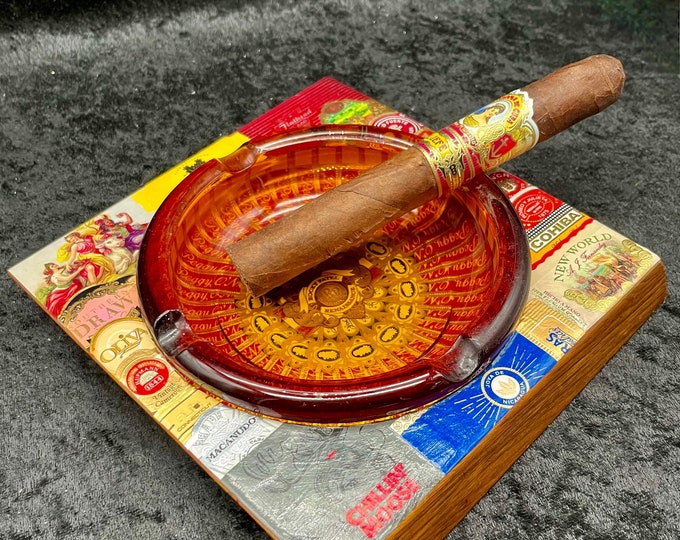 Vintage 1960s Cigar Ashtray With Cigar Band Art - Etsy