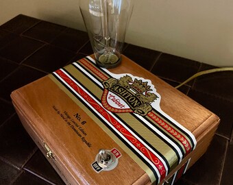 Drew Acid Cigars Cigar Box Lamp With Edison Bulb | Etsy