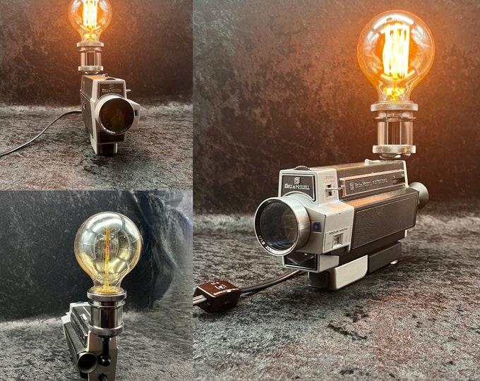 Vintage 1960s 8mm Movie Camera Lamp With Round Edison Bulb - Etsy