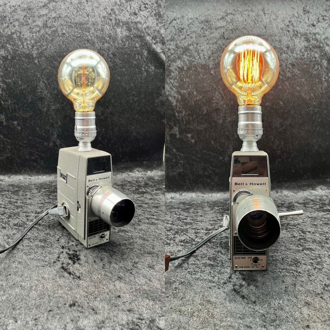 Vintage 1950s Bell & Howell 8mm Camera Lamp With Round Edison Bulb - Etsy